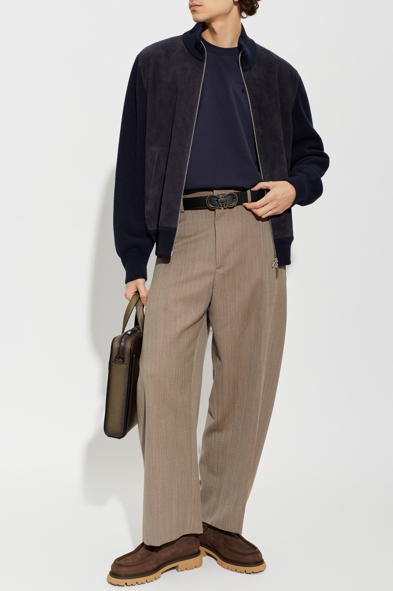 SALVATORE FERRAGAMO t-shirt with a logo and velvet finish